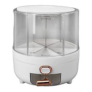 Rice Grain Storage Container, 360 Rotating Grain Storage, Clear Food Dispenser with Drainage Cup, Large Capacity Dry Food Storage Bin, Cereal Dispenser with Measuring Cylinder for Kitchen(Small Size)