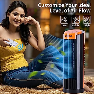 WESTTREE Tower Fan, Oscillating Fan with Remote Control,Portable Small Desk Fan Oscillating Fan for Indoors with 3 Speed,3 Mode,12H Timer, Personal Quiet Cooling Floor Fan Tower Fan for Bedroom Office