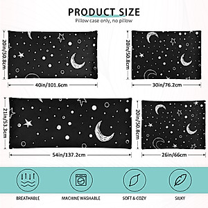 ALAZA Doodle Night Sky Moon Stars Plush Pillow Cases King Size Pillow Cover Soft & Warm Zippered Bed Pillowcase, 20 x 40 inch