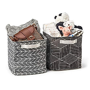 EZOWare 6 Pcs Cube Storage Bin Baskets, Collapsible Linen Canvas Fabric Box Organizer with Handles for Bathroom, Shelves, Nursery, Home and Office - Multi, 10.5 x 10.5 x 10.5 inch
