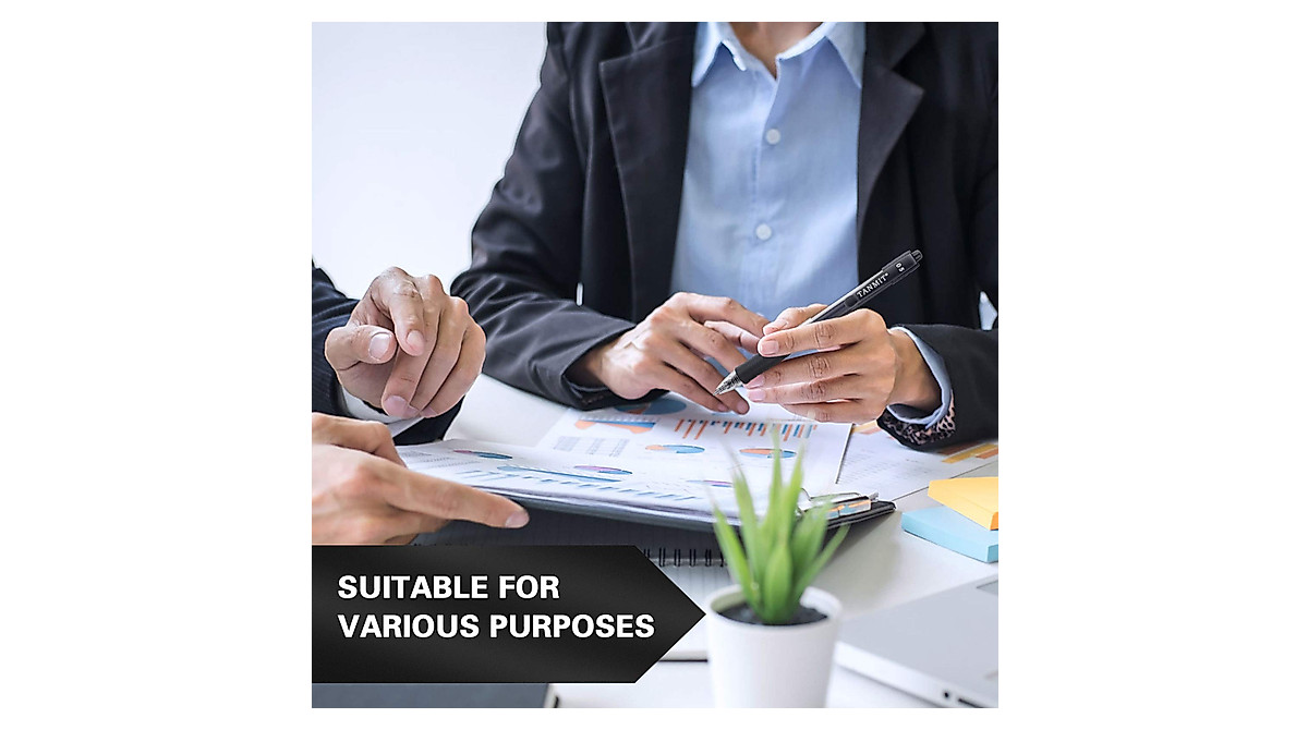 Tanmit Retractable Black Gel Pens: 0.5mm Fine Point - 18-Pack