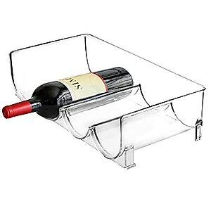 Youngever Plastic Water Bottle Organizer, Clear Bottle Rack Organizer, Plastic Wine Rack, Stackable 4 Bottle Storage Holder Rack for Water, Wine and Drink Organizer