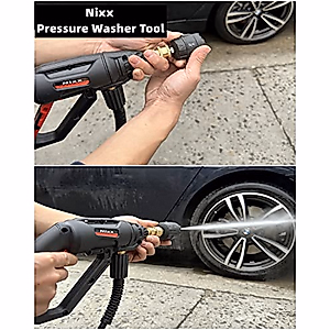 Short Wand Pressure Washer Gun Connect M22/14 Hose With 5-In-1 High Pressure Spray Nozzle，1/4 Inch Quick Connector For Power Car Wash Accessories Kit