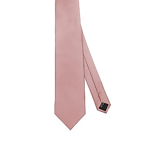 TASTION Mens Dusty Rose Ties for Men Classic Wedding Necktie Solid Light Blush Pink Tie Formal Business Satin Silk Wedding Bridegroom Tie