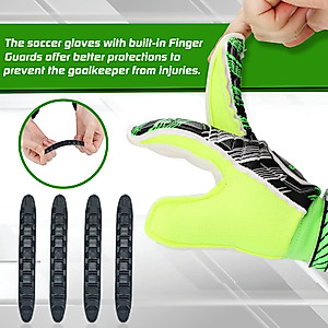 Zuuwee Soccer Goalie Gloves for Kids Size 5 Gal Youth Goalkeeper Finger Save Football Field Player Keeper Boys Girls Professional Protection Goaly Predator Glove 8-12 (Black and Green)