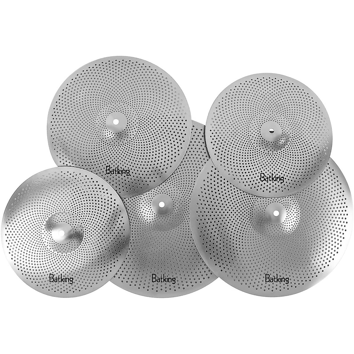 Batking Low Volume Cymbal Pack,60%-70% 14/16/18/20” Quiet Cymbals Practice Set Of 5 Pcs Practice With Cymbal Felt and Sleeve