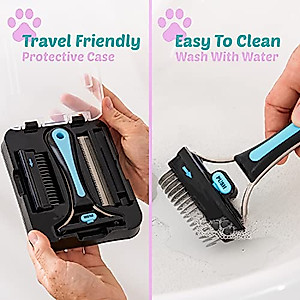 Paw Place Dog Brush for Shedding - 2in1 Dog Deshedding Brush Dog Grooming Brush Undercoat Rake for Dogs - Dog Hair Brush Dematting Comb for Dogs Dog Deshedding Tool Cat Brush for Shedding Pet Brush