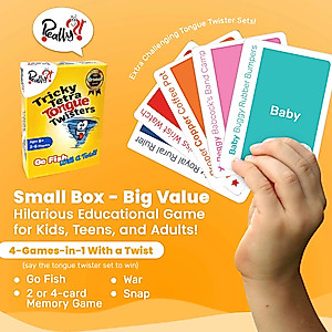 Really?! Tricky Tetra Tongue Twisters - Go Fish with A Twist, Hilarious Family Party Speech & Memory Card Game, Ages 8+