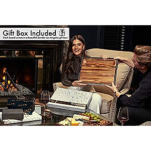 Sonder Los Angeles, Thick Sustainable Acacia Wood Cutting Board for Kitchen with Juice Groove, Sorting Compartment, Charcuterie 16x12x1.5 in (Gift Box Included)