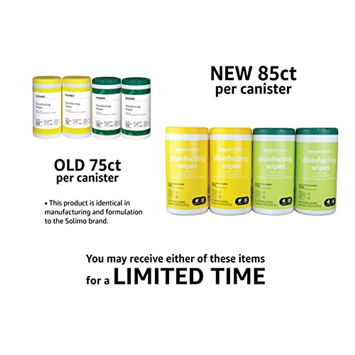 Amazon Basics Disinfecting Wipes, Lemon & Fresh Scent, Sanitizes/Cleans/Disinfects/Deodorizes, White, 85 Count, Pack of 4 (Previously Solimo)