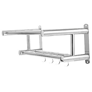 DOITOOL 3pcs Stainless Steel Towel Rack Kitchen Shelf Towel Holder with Hook Makeups Wall Towel Holder Bathtub Shelf Bathroom Shelf Organizer Shower Shelf Wall Hanging to Rotate Fold