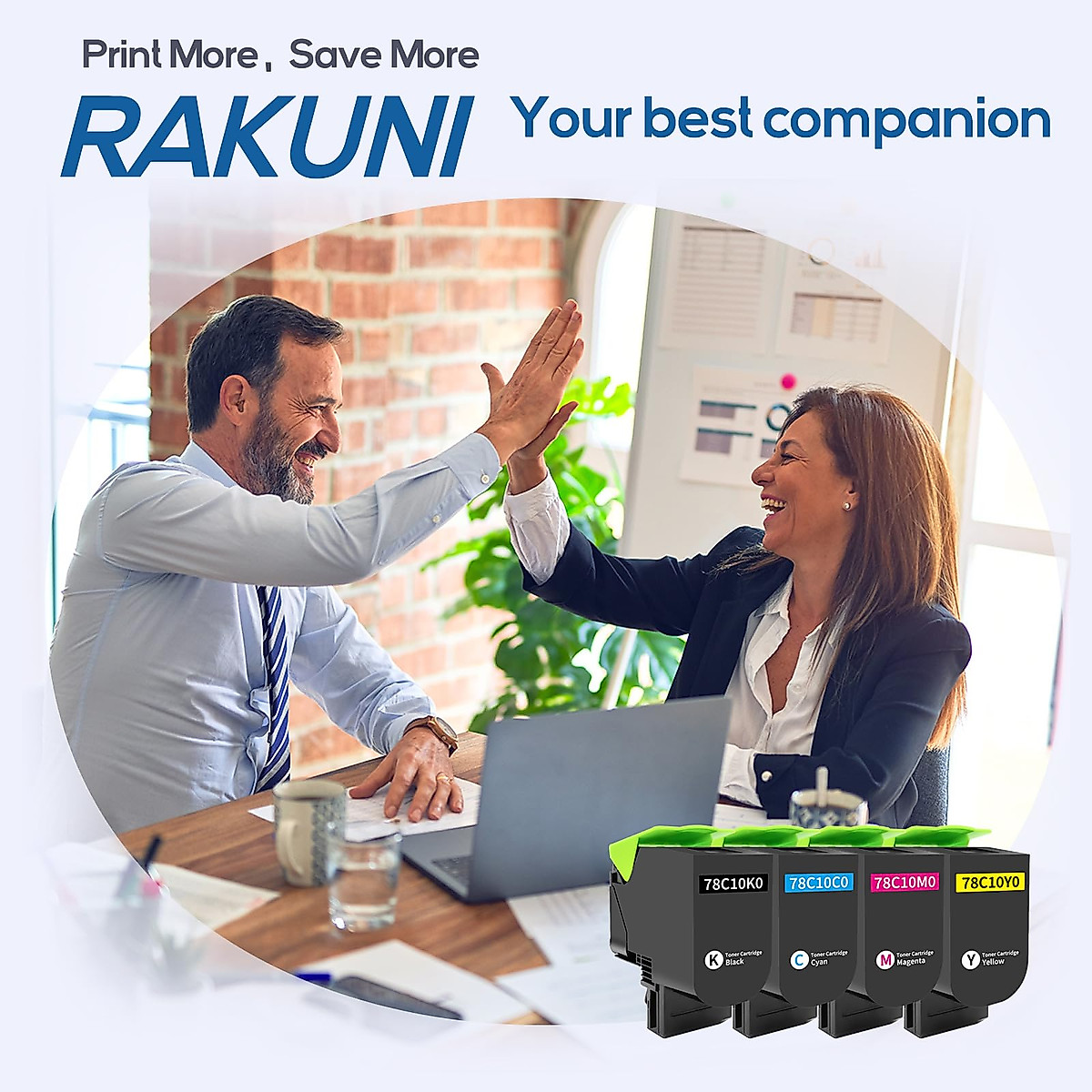 RAKUNI Remanufactured Toner Cartridge Replacement for Lexmark CS421dn CS521dn CS622de CS421 CS521 CS622 CX421 CX522 CX622 CX625 78C10K0 78C10C0 78C10M0 78C10Y0 (4-Pack)