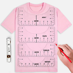 Simply Stocked Tshirt Ruler Guide for Vinyl Alignment - 4 Pcs of PVC T Shirt Rulers to Center Designs for Heat Press - 10 Inch Guides for T-Shirts of All Sizes (Transparent - Small)