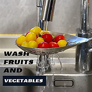 KAYCROWN Skimmer Slotted Spoon, 304 Stainless Steel Skimmer Ladle Skimmer Spoon Spider Strainer for Cooking and Frying, Pasta Strainer Spoon Frying Spoon Kitchen Cooking Colander Spoon