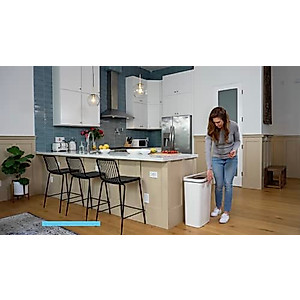 SIMPLI-MAGIC 79503 13 Gallon Touchless Sensor Trash Can, Rectangle Garbage Bin, Perfect for Home, Kitchen, Office, White