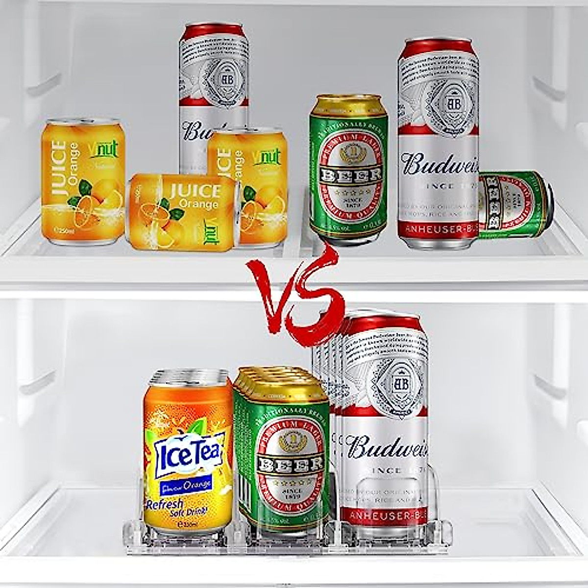 Soda Can Dispenser for Refrigerator 3 Rows, Soda Can Organizer with Automatic Pusher Glide - Drink Organizer for Fridge Perfect for Soda, Beer, and Other Beverages - Black