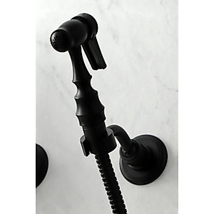 Kingston Brass KS1260PXBS Heritage Wall Mount Bridge Kitchen Faucet Sprayer, Polished Brass