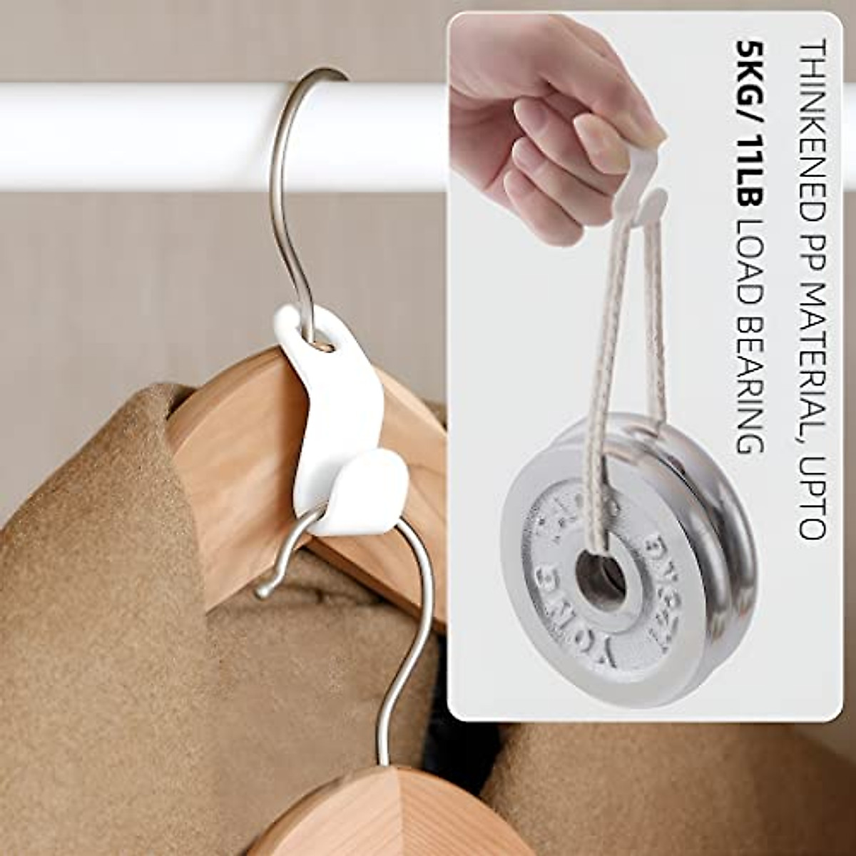 200PCS Clothes Hanger Connector Hooks, 4-Colors Hanger Extender Clips, Plastic Magic Hanger Hooks for Hangers Space Saving and Clothes Closet Organizer