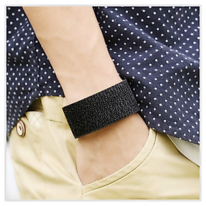 Mgutillart Punk Vintage Metal Buckle Bracelet Wide Leather Cuff Bracelet(Black)