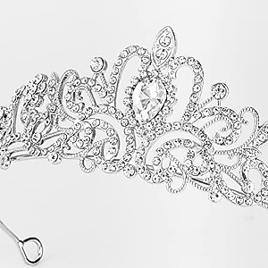 YISSION Silver Crown and Tiara Crystal Tiaras Queen Crowns for Women Girls Birthday Tiara Princess Crown Bridal Hair Accessories for Wedding Prom Party Cosplay