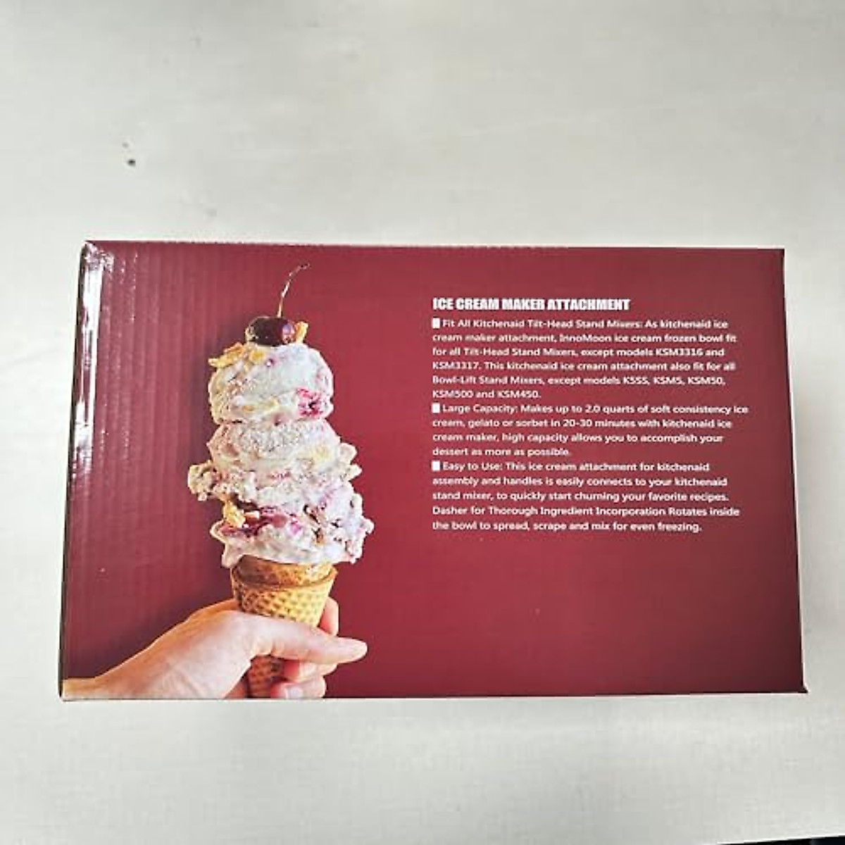 Gdrtwwh Ice Cream Attachment for Kitchenaid Stand Mixer,Ice Cream & Sorbet Gelato Maker,Fits Kitchenaid 4.5-5Qt Stand Mixer and 5-6-7Qt Bowl-Lift(Dishwasher Safe)