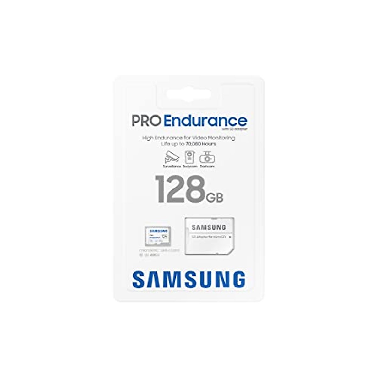 SAMSUNG PRO Endurance 128GB MicroSDXC Memory Card with Adapter for Dash Cam, Body Cam, and security camera – Class 10, U3, V30 (‎MB-MJ128KA/AM)
