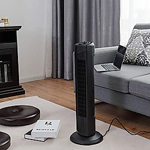 GOFLAME Oscillating Tower Fan, Portable Electric Stand Up Fan with 3 Wind Speed, Quiet Cooling Fan for Indoor Living Room, Bedroom, Office (Black)