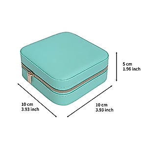 TRODANCE Jewelry Travel Case with Mirror,Small Travel Jewelry Organizer, Portable Jewelry Box Travel Mini Storage Organizer Portable Display Storage Box For Rings Earrings Necklaces Gifts (Blue)