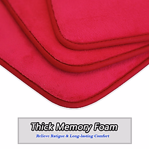 AINAHYVA Christmas Memory Foam Bath Mat Rug 3 Piece Set, Super Absorbent, Strong PVC Non Slip Backing, Bath mats for Bathroom, Plush Shaggy, Thick, Machine Washable, Bathtub, Shower, Toilet, Red