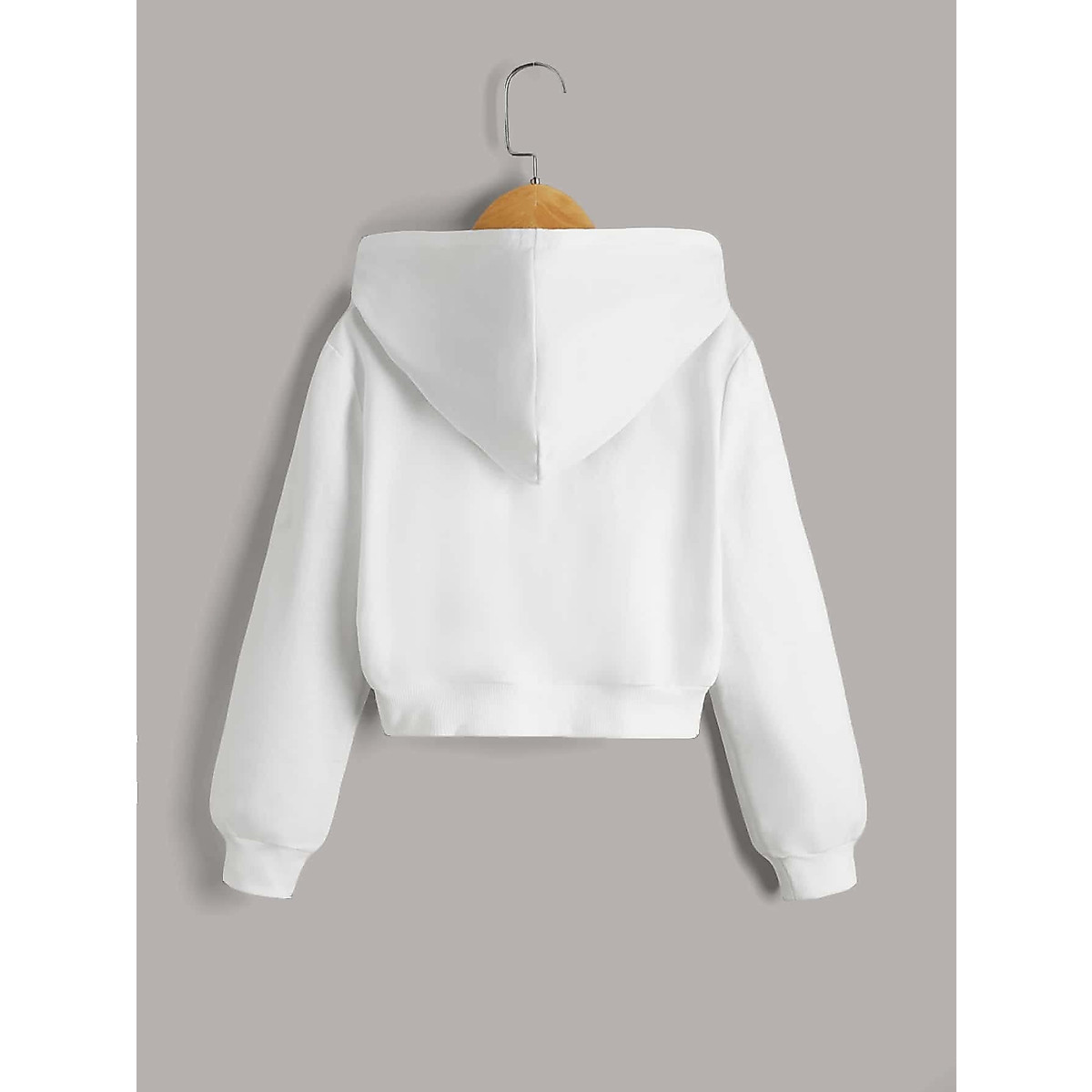 WDIRARA Girl's Zip Front Hoodie Pocket Casual Long Sleeve Sweatshirt Tops White 12-13Y