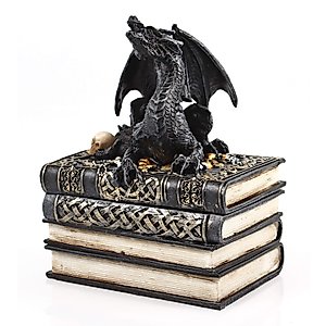 Forged Dice Co. Dragon Treasure Book Dice Box with Custom Foam Insert - Container Displays 7 Individual Dice or Holds 8 Complete Polyhedral Dice Sets 56 Total Dice - Storage for DND RPG Tabletop Dice