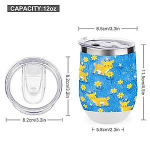 OPTKSNCU 304 Stainless Steel Insulated Cup with Lid, Yellow Sika Deer Print Durable, And Easy to Clean – Ideal for Home, Office, And Gift Giving