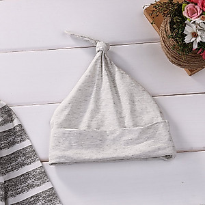 Besokuse Newborn Baby Boys Girls Hooded Sweatshirt T-shirt Tops+Striped Pants Kids Outfits Clothes Set (Grey Stripe, 0-3Months)
