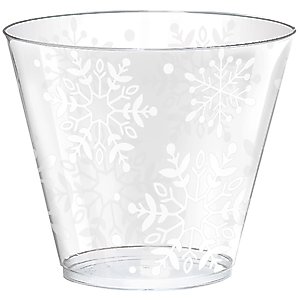 Plastic Tumblers - 9 oz (Pack of 40) - Sturdy, Reusable, and Unique Design - Perfect for Festive Gatherings, Parties & Events, Snowflake