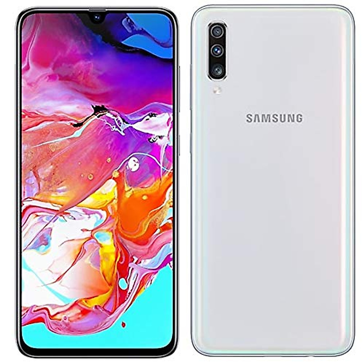 Samsung Galaxy A70 (128GB, 6GB RAM) 6.7" Display, On-Screen Fingerprint, 25W Super-Fast Charging, Global 4G LTE GSM Factory Unlocked A705MN/DS (International Version, No Warranty) (White)