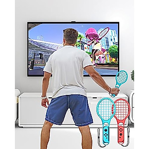 𝙎𝙬𝙞𝙩𝙘𝙝 𝙎𝙥𝙤𝙧𝙩𝙨 𝘼𝙘𝙘𝙚𝙨𝙨𝙤𝙧𝙞𝙚𝙨 𝘽𝙪𝙣𝙙𝙡𝙚 - HOZKAII 22 in 1 Family Accessories Kit Pack for Nintendo Switch/OLED Sports Games with Charging Dock, Game Guns, Tennis Rackets, Golf Clubs, Wrist Bands & Leg Strap