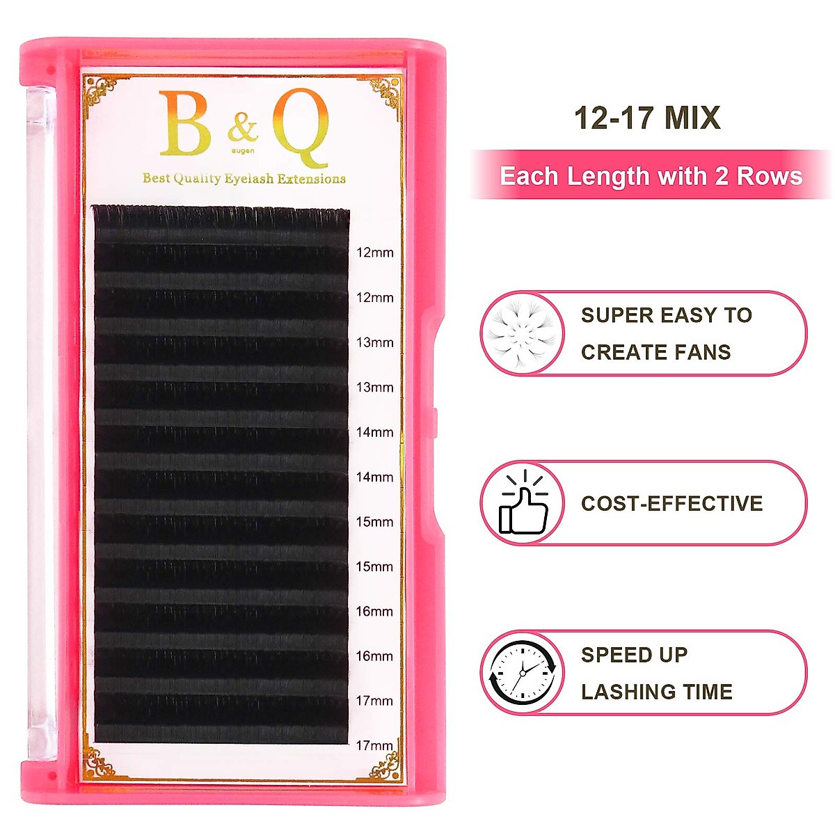 Eyelash Extension C CC D DD curl Easy Fan Volume Lashes .03 .05 .07 .10 Eyelash Extensions Blooming Self Fanning Volume Lash Extensions 9 to 25mm (D-0.07,12-17mix)