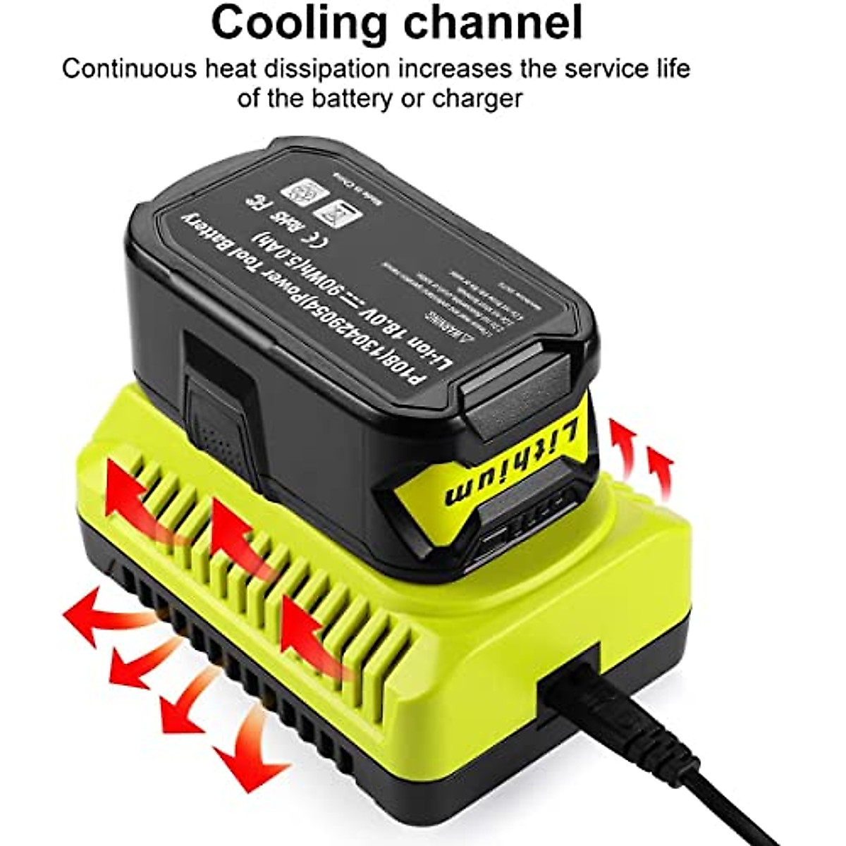 Powilling P117 Dual Chemistry IntelliPort Charger Li-ion & Ni-cad Ni-Mh Battery Charger 12V MAX and 18V MAX for Ryobi ONE Plus