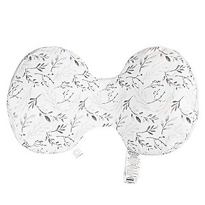 Boppy Side Sleeper Pregnancy Pillow with Removable Jersey Pillow Cover | Gray Falling Leaves | Compact, Stay-Put Design | Prenatal and Postnatal Positioning