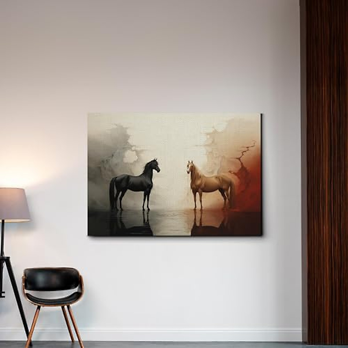 Majestic Black Stallion Galloping In The Clouds, Black Horse On Salt Flats, Canvas Print, Black Horse Print, Black Horse Wall Art