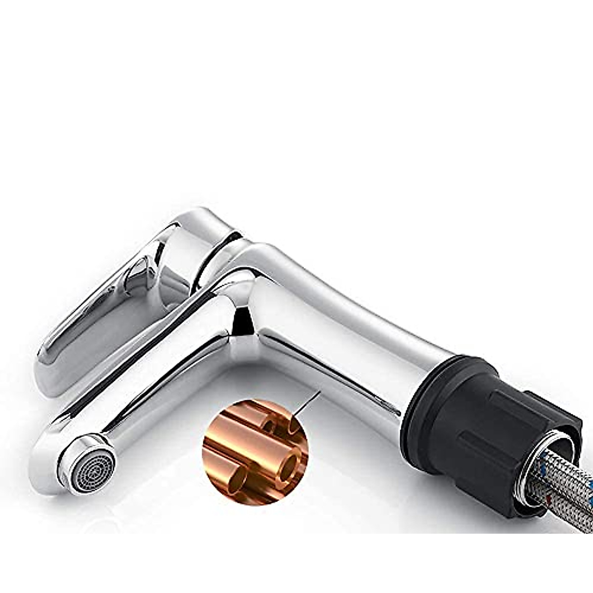 Faucet Hot and Cold Washbasin Pure Copper Net Lead Basin Mixer Washbasin Washbasin Single Hole Single Handle Net Lead Basin Faucet to Send Hose,Kitchen Sink Taps