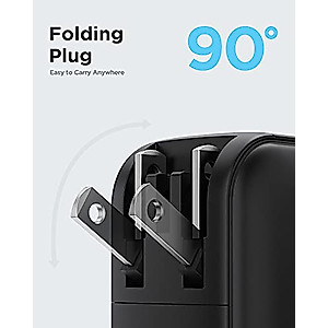 USB C Charger, EHO 65W GaN III PPS Fast Charger Adapter, 3-Port Foldable Compact Wall Charger Compatible with MacBook Pro/Air, Galaxy S22/S21, Note 20/10+, iPhone 13/12, iPad Pro, and More, Black