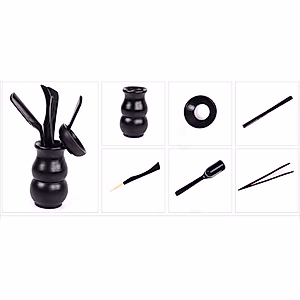 ufengkeWood Tea Tray Ceramic Kung Fu Tea Set Tea Service-White And Black