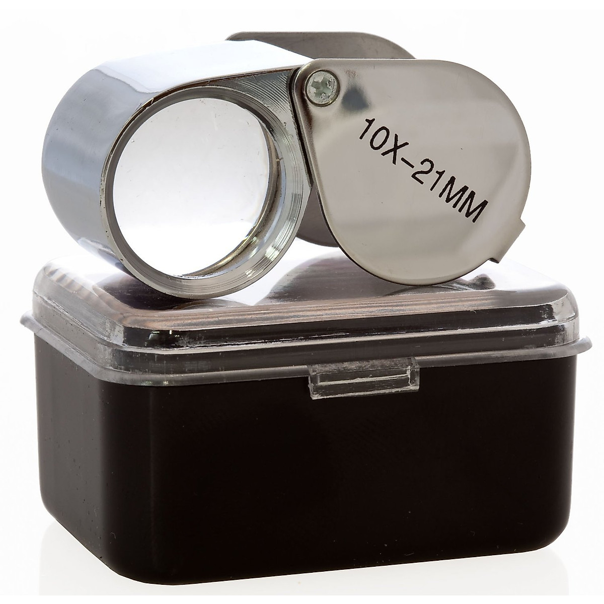 Aiernuo Loupes 10x Glass Jeweler Loupe Loop Eye Magnifier Magnifying Magnifier Metal Body Silver (10x21mm)