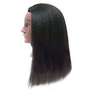 Mannequin Head 50% Human Hair Hairdresser Cosmetology Mannequin Manikin Training Head Hair and Free Clamp Holder (zhifa-2)