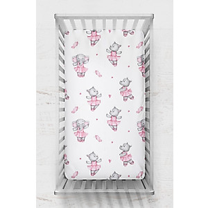 NEYM DESIGN/Premium Cotton Fitted Baby Crib Sheet, Baby Toddler Mattress Cover, Ultra Soft Cotton Sheet, (Clouds and Cute Bears)