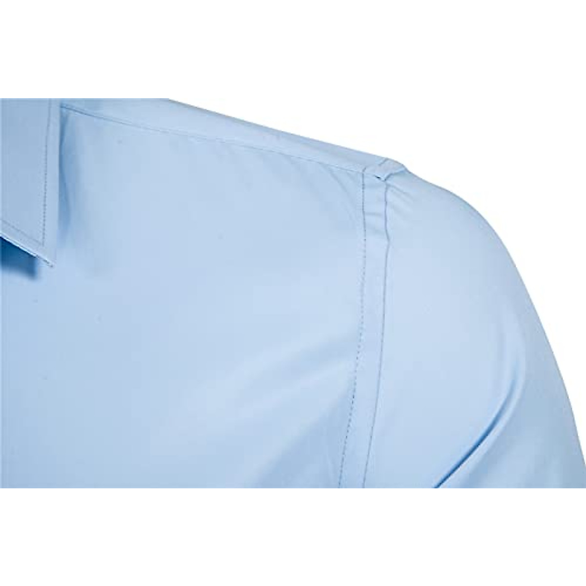 DELCARINO Men's Long Sleeve Button Up Shirts Solid Slim Fit Casual Business Formal Dress Shirt Light Blue Medium