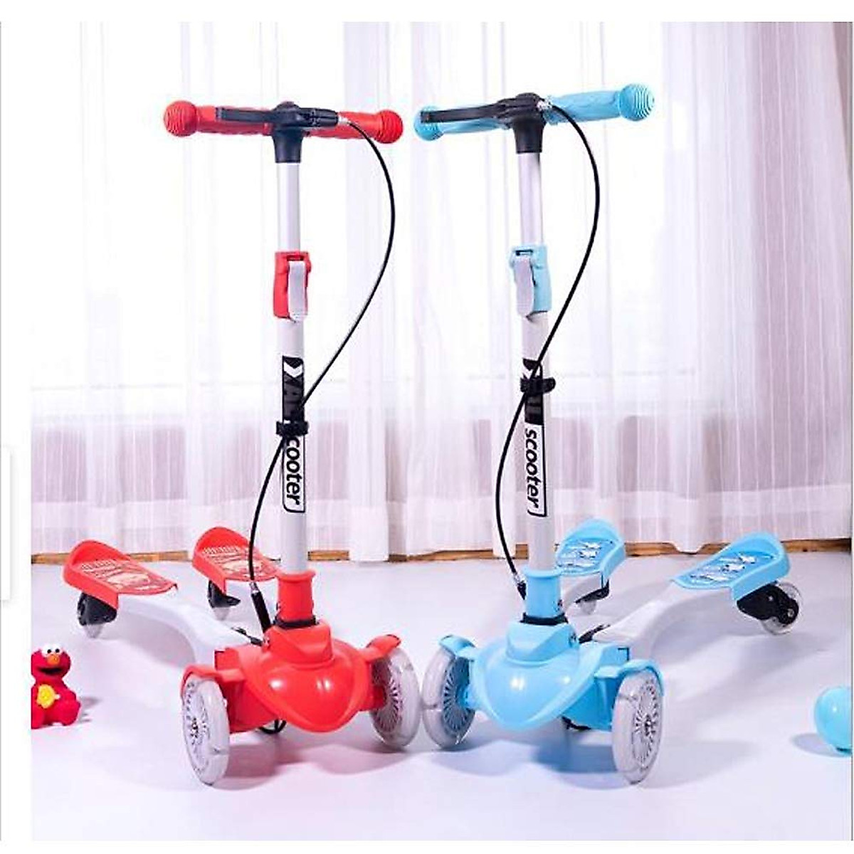 Ygqtbc Folding Kick Scooter for Kids 2 Wheel Scooter for Girls Boys, Safety Certified, 3 Adjustable Height, PU LED Light Up Wheels for Children 4 Years and up (Color : Yellow)