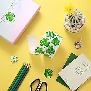 1500 Pcs St. Patrick's Day Shamrock Sticker Irish Roll Self Adhesive Stickers Labels Shamrock Decals for Envelope Seals Gift Box 1.5 Inch Clover Seal Decals for St. Patrick's Day Party Decorations
