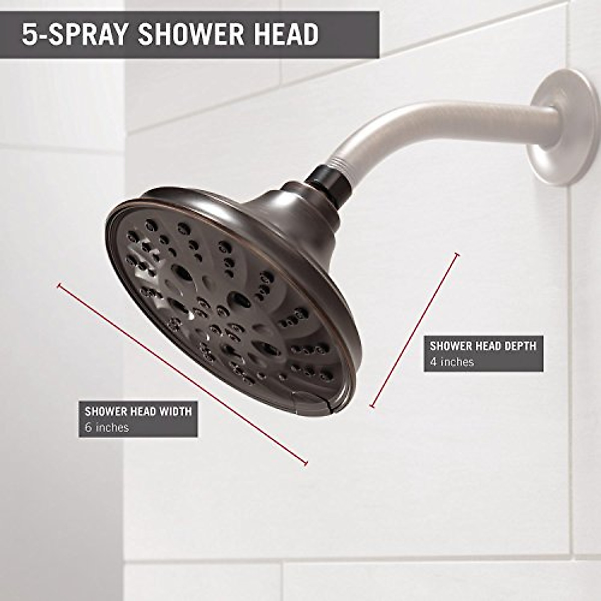 DELTA FAUCET -faucet 52669-RB H2Okinetic 5-Setting Raincan Shower head, Venetian Bronze